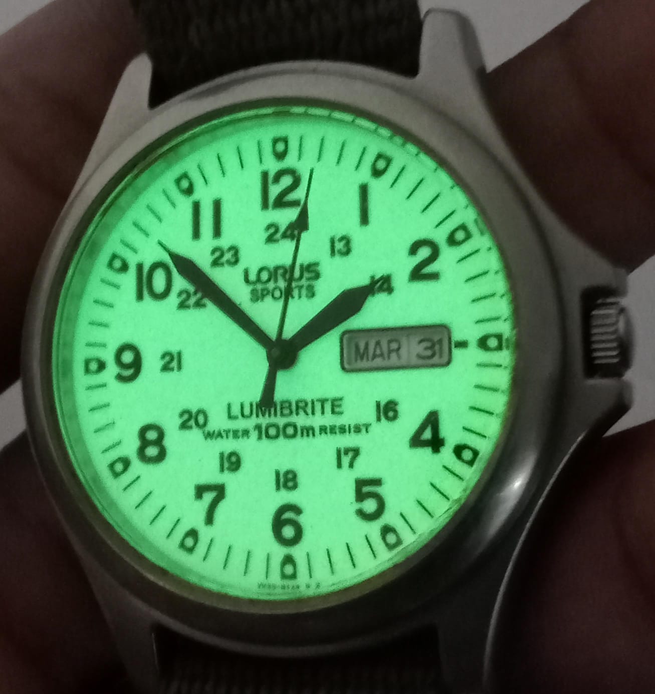 Seiko Lorus Sports Lumibrite Railway Time VX33-X068 Men’s Military Watch