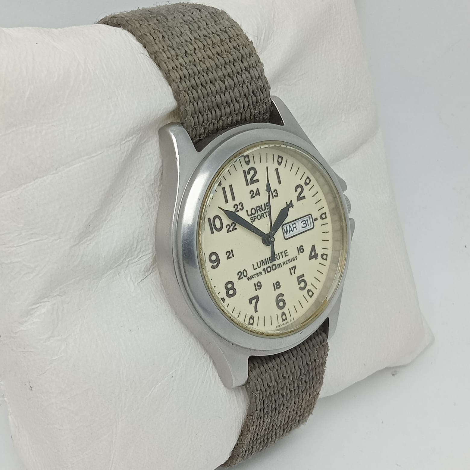 Seiko Lorus Sports Lumibrite Railway Time VX33-X068 Men’s Military Watch