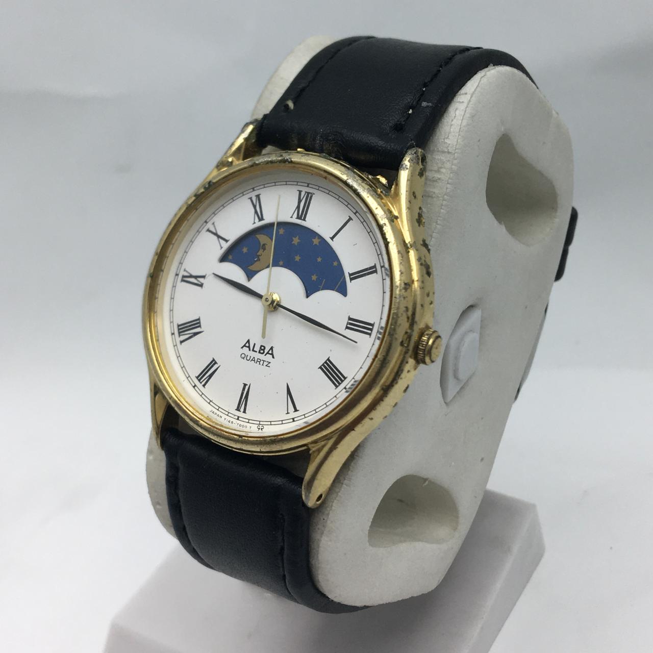 Seiko Alba Y145-7000 Moon Phase Quartz Vintage Men's Watch ABI222AMD3